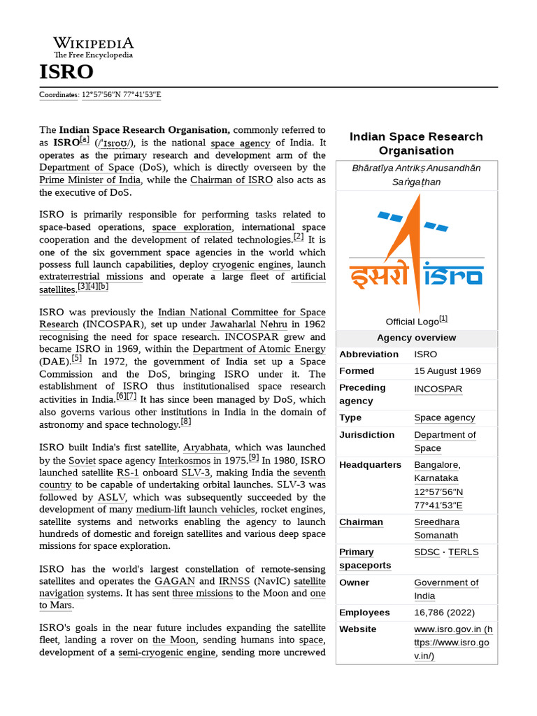 ISRO | PDF | Human Spaceflight | Satellite