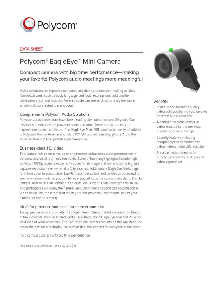 RealPresence Polycom EagleEye Mini Camera | PDF | Camera | Video
