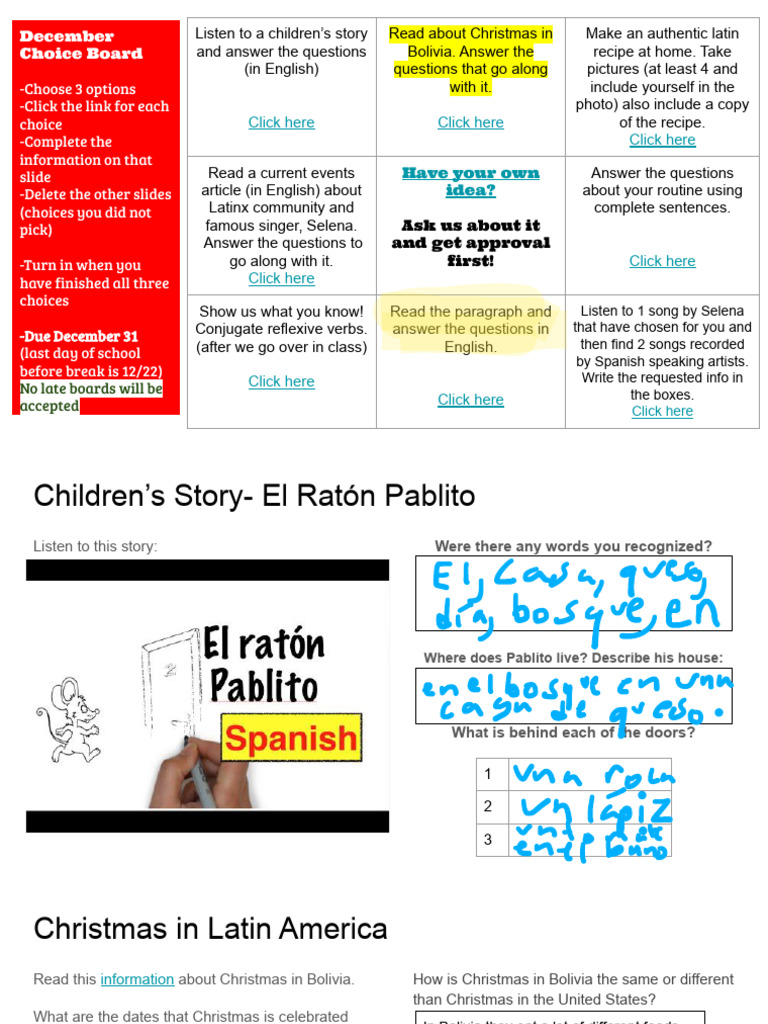 Edited - December Choice Board | PDF | English Language | Grammar