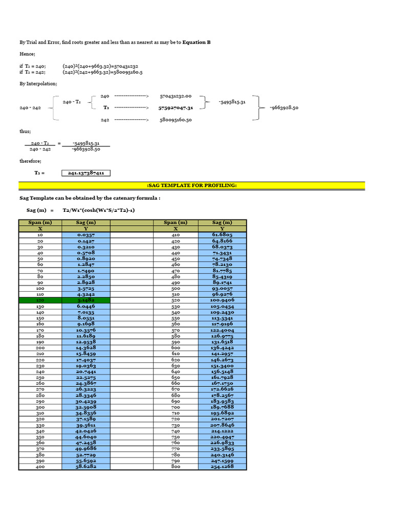 Sample Sag Calculation - 10 | PDF | Applied Mathematics | Mathematics