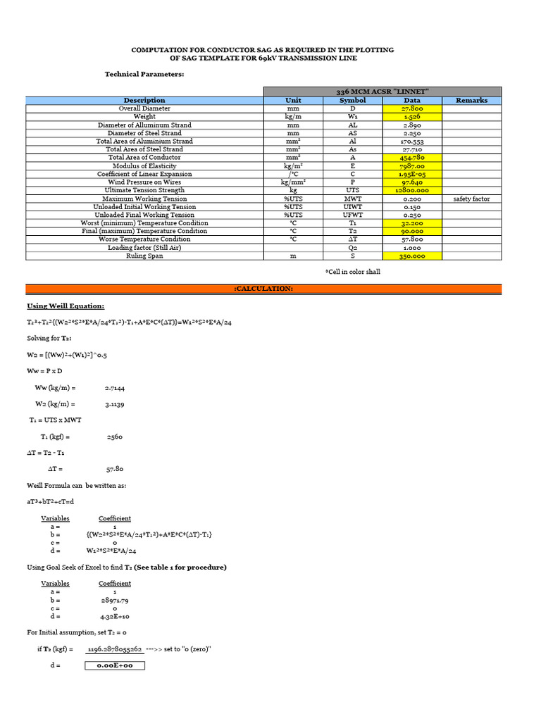 Sample Sag Calculation - 11 | PDF | Mechanical Engineering | Physical ...