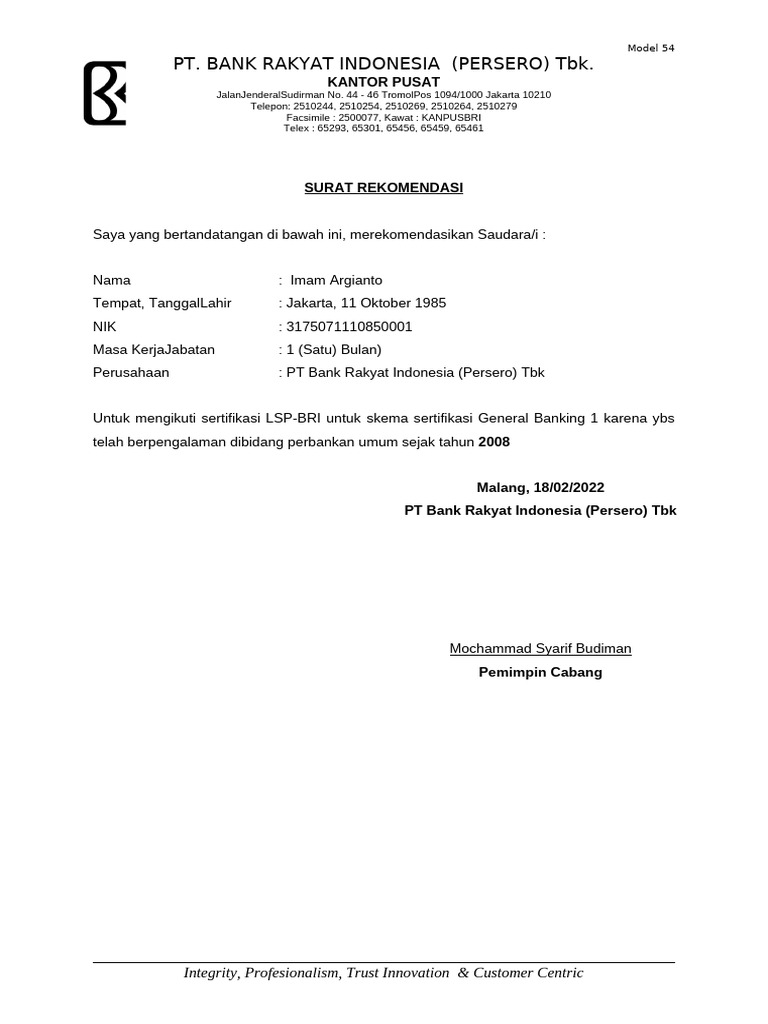 Surat Rekomendasi Atasan-GB1 | PDF