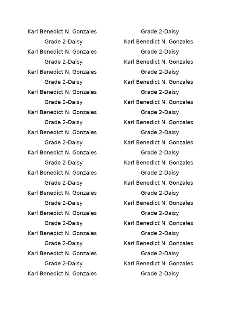Karl Benedict N. Gonzales Grade 2 Overview | PDF