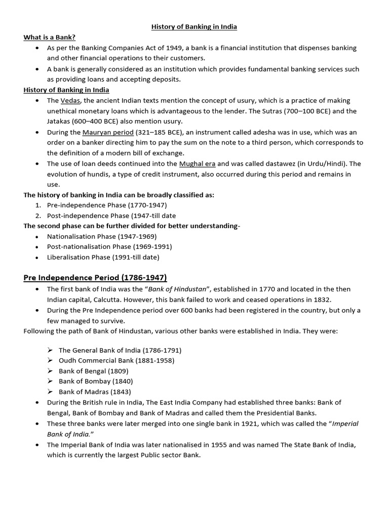 History of Banking in India | PDF | Economies | Private Sector