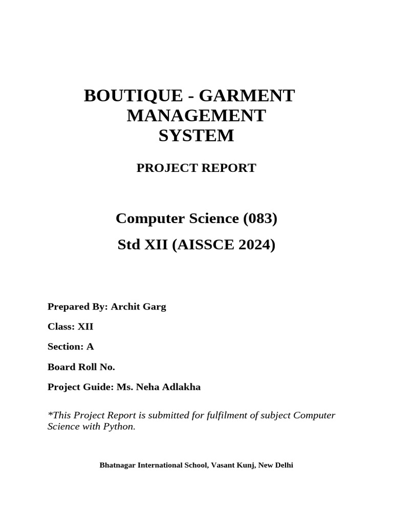 Archit Garg - Project File - CS | PDF | Databases | Computing