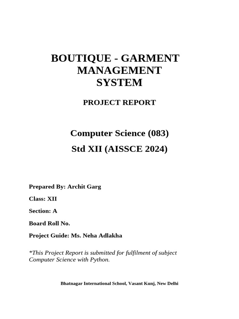 Archit Garg - Project File | PDF | Usability | Databases