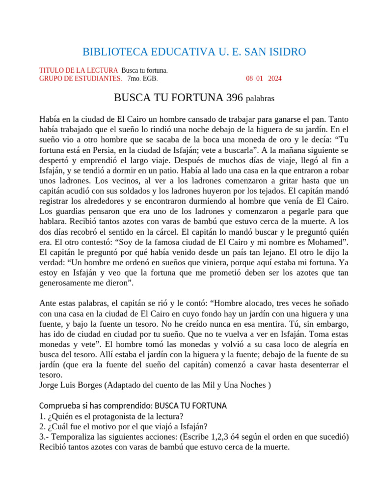 Busca Tu Fortuna 7mo - Egb | PDF