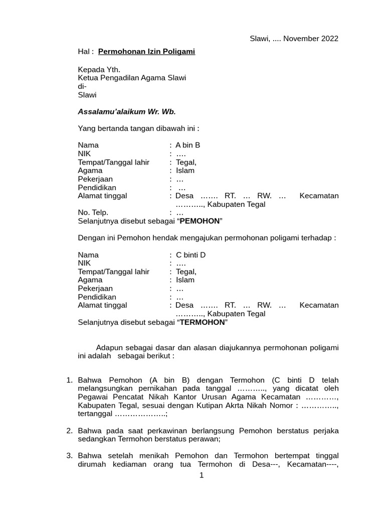 Permohonan Izin Poligami | PDF