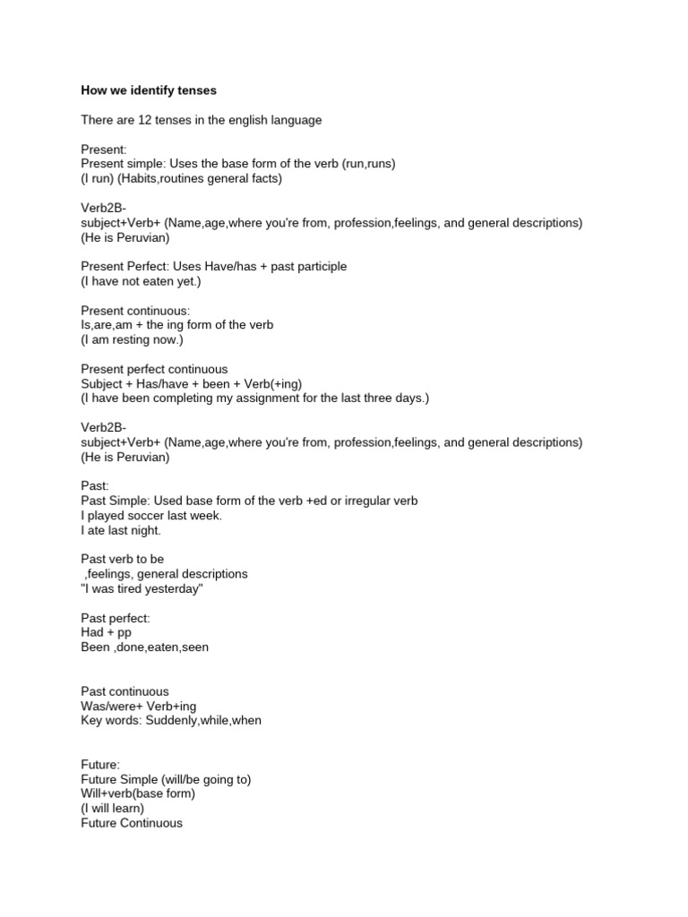How We Identify Tenses | PDF