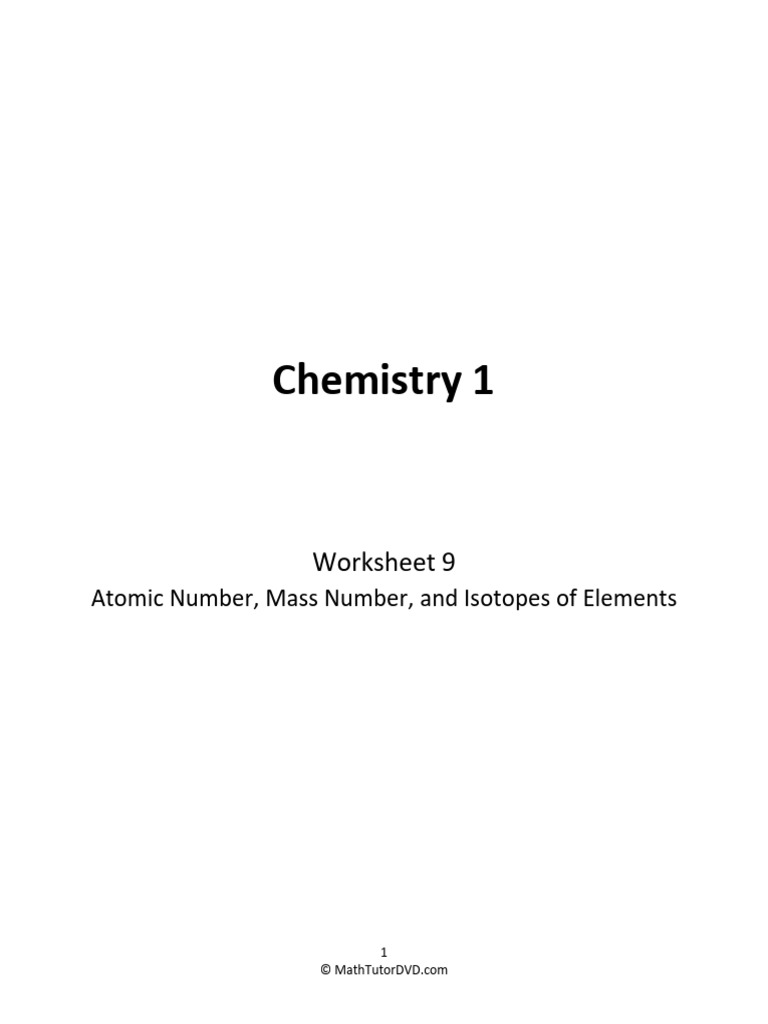 Atomic Number Mass Number and Isotopes of Elements PDF | PDF | Chemical ...