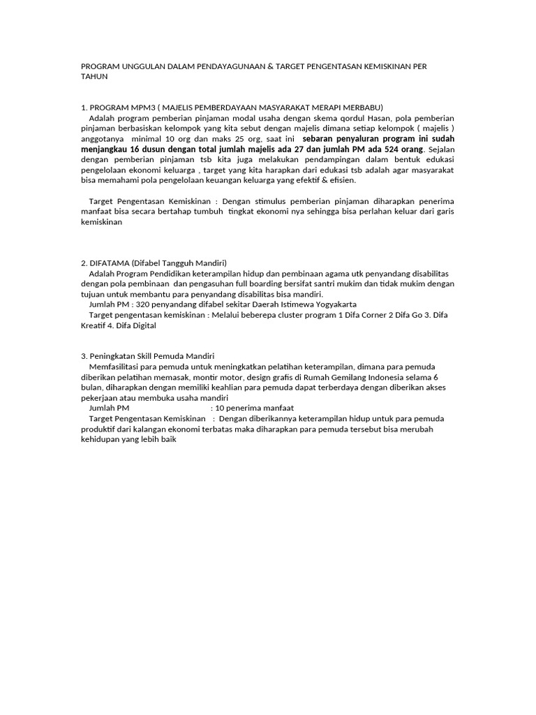 Program Unggulan Dalam Pendayagunaan | PDF