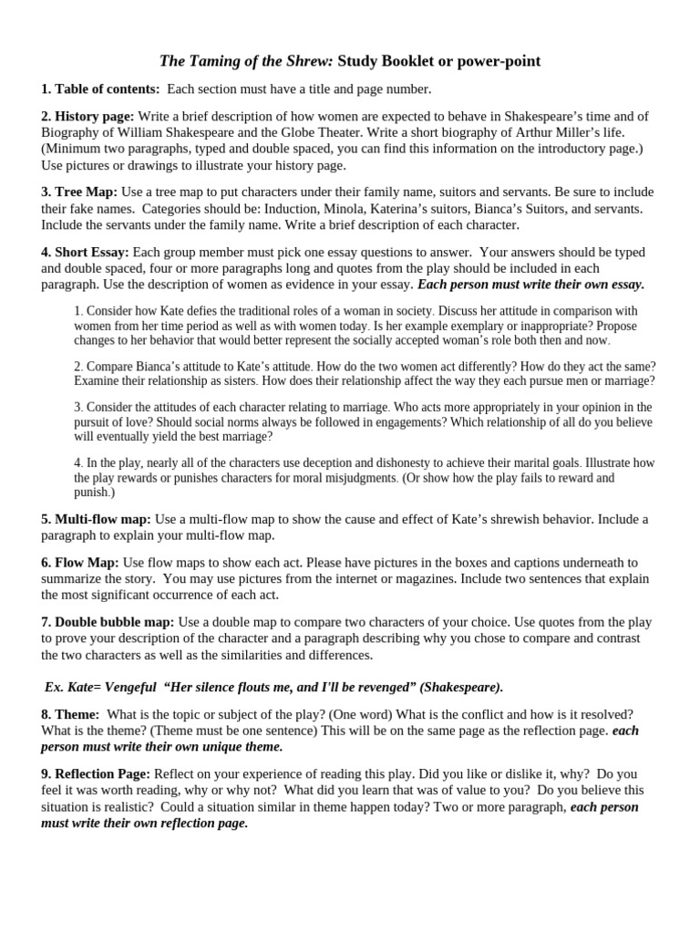 "Taming of the Shrew Study Guide" | PDF | The Taming Of The Shrew