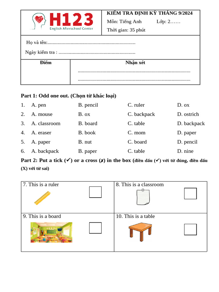 GRADE 2 Test 1 Lesson 5 | PDF