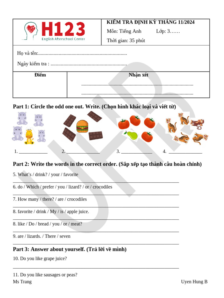 GRADE 3 Test 2 Lesson 13 | PDF