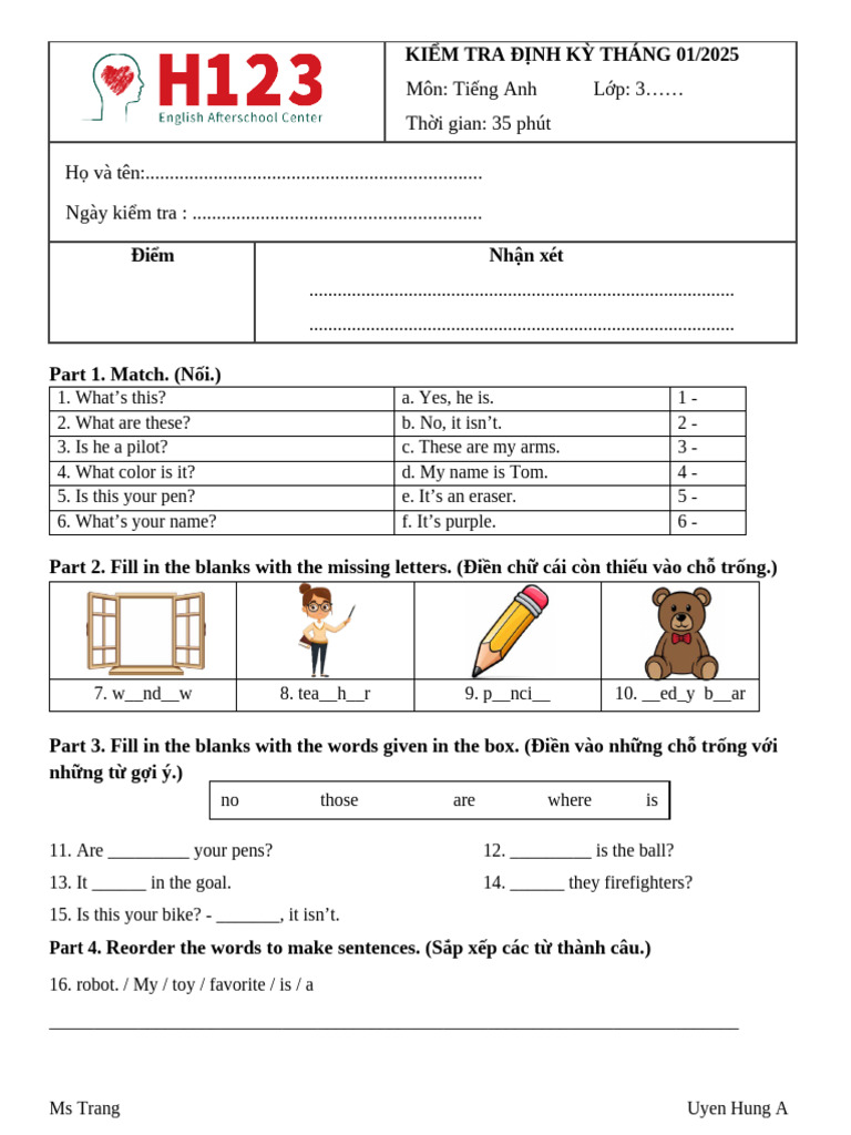 GRADE 3 Test 3 | PDF