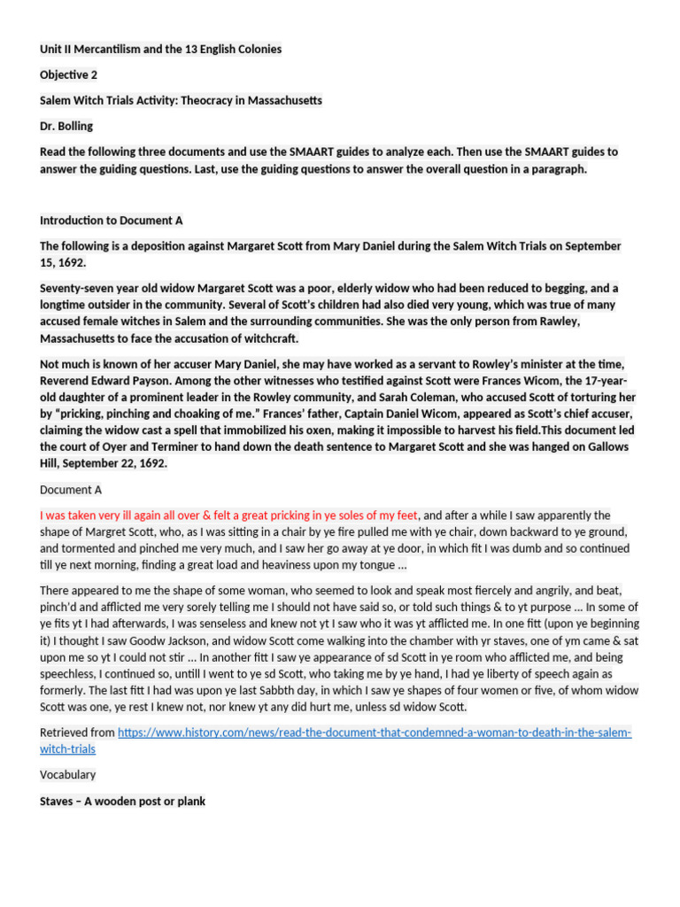 Salem Witch Trials Completed | PDF