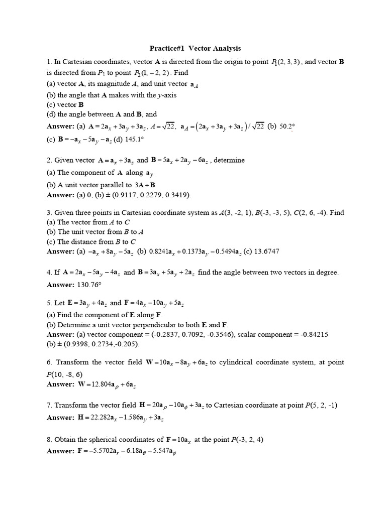 Emag Midterm Ch1-2 | PDF | Euclidean Vector | Coordinate System