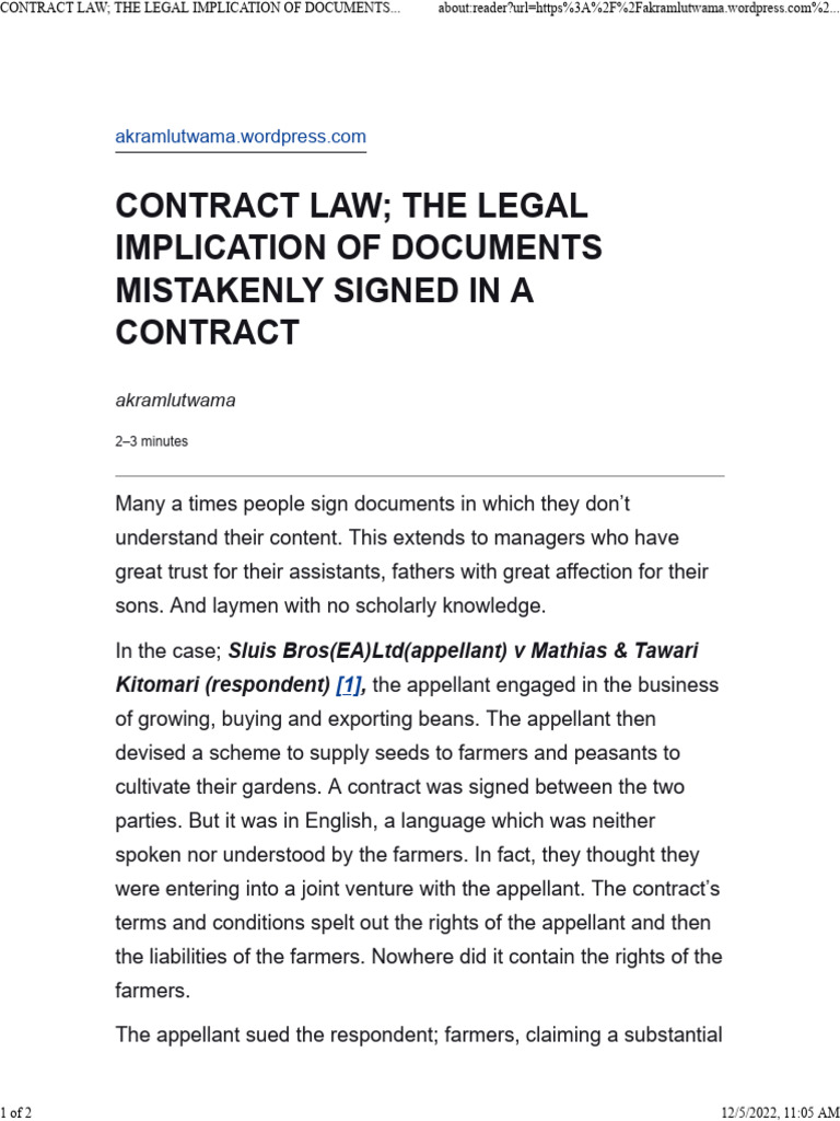NON-EST-FACTUM CASE-CONTRACT LAW | PDF | Civil Law (Legal System ...