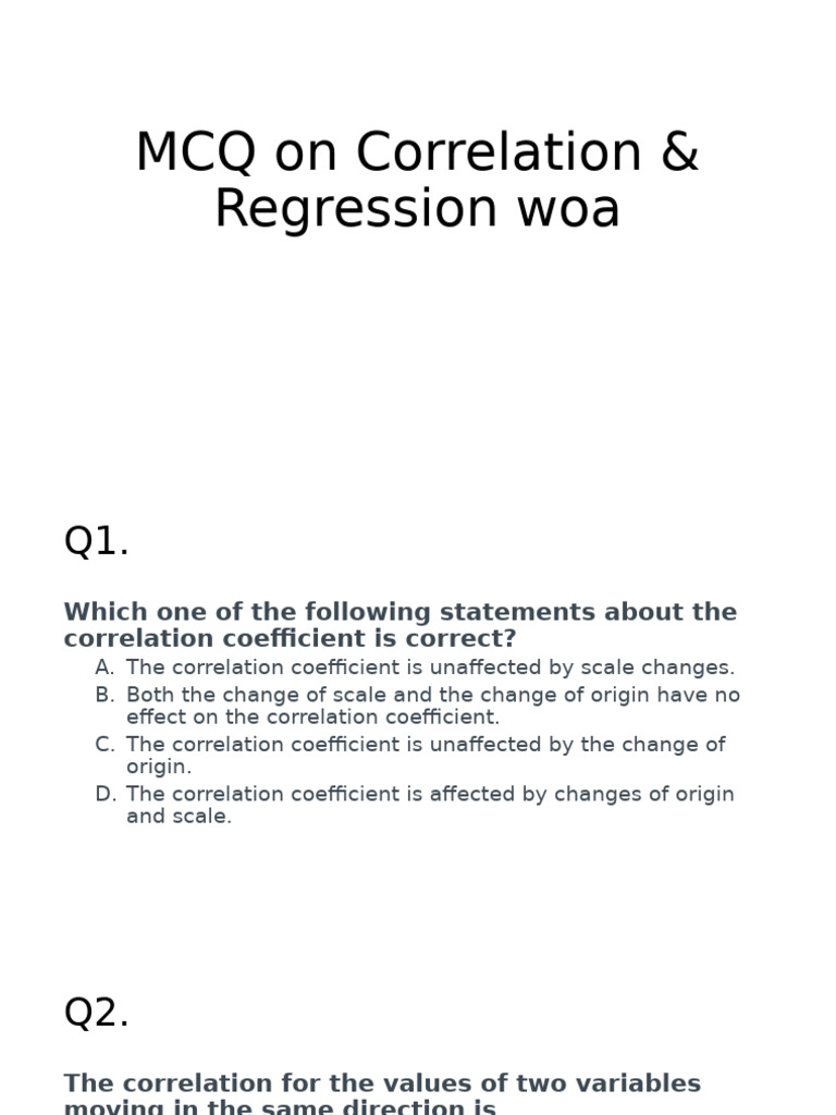 MCQ Corr Reg woa SCRIBD | PDF | Regression Analysis | Coefficient Of Determination