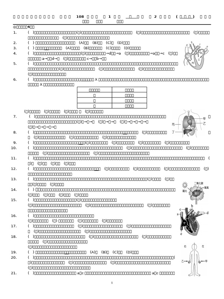 108上 第2次段考 自然科 國一 題目卷 作答卷 解答卷 | PDF