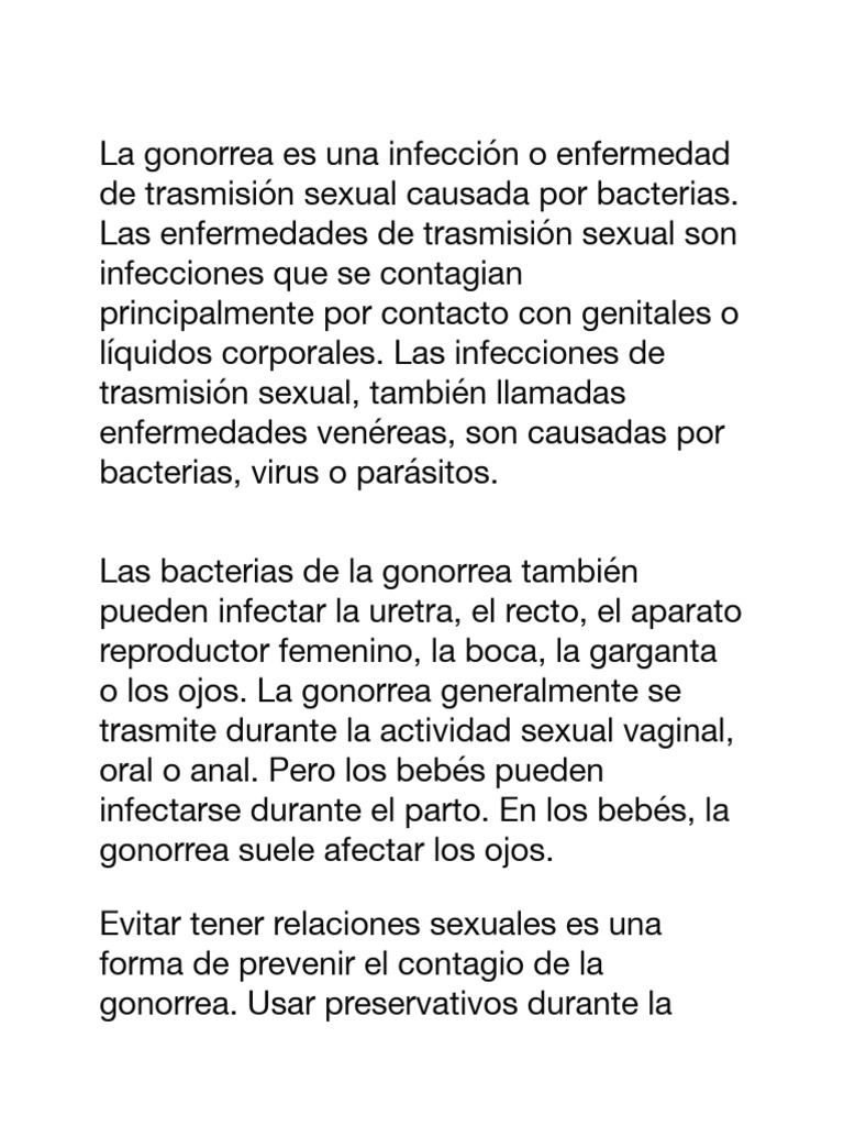 Prevención y Riesgos de la Gonorrea | PDF