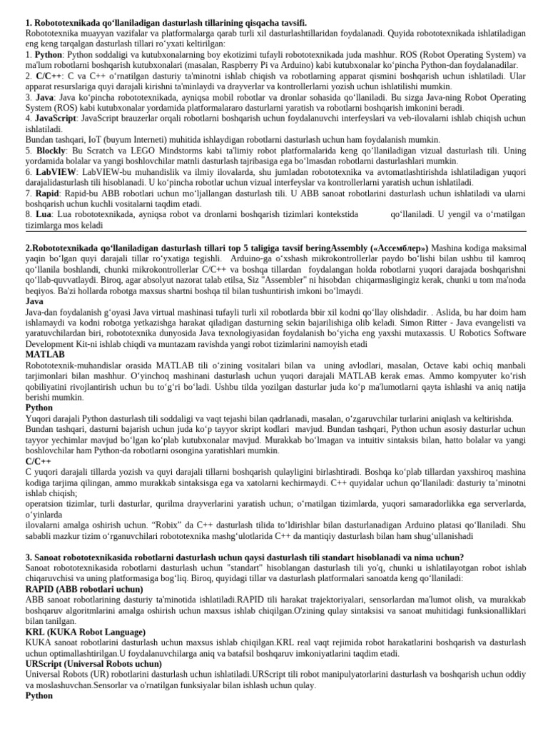 Javoblar | PDF