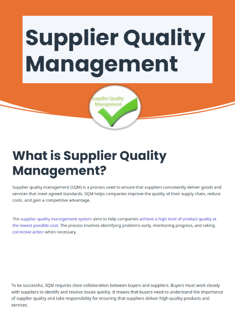 Supplier Quality Management | PDF
