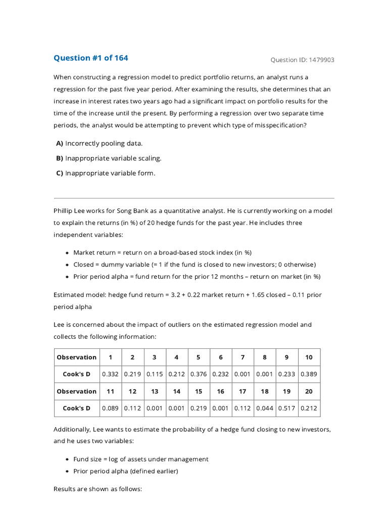 Reading 1 Multiple Regression Pdf Errors And Residuals Regression Analysis