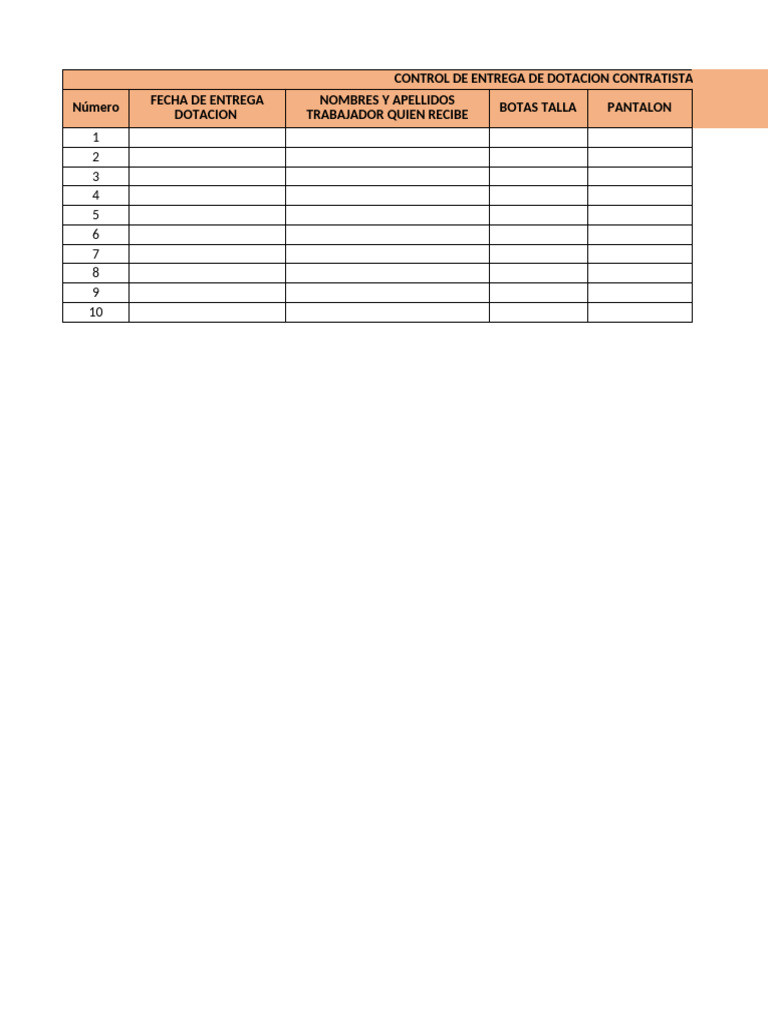 CUADRO CONTROL DE ENTREGA DE DOTACION Y EPPS | PDF