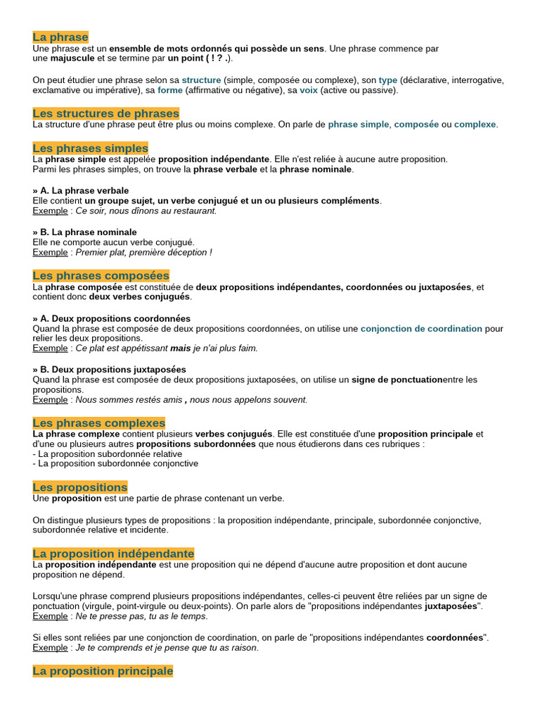 Types et structures de phrases en français | PDF | Clause | Phrase