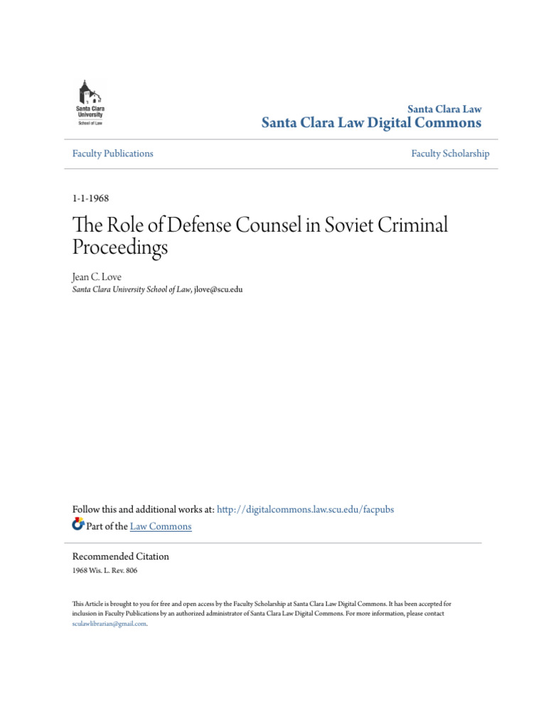 Defense Counsel in Soviet Criminal Law | PDF | Sixth Amendment To The ...