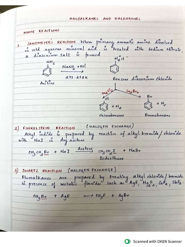 Haloalkanes (Name reactions,conversion flow chart) | PDF