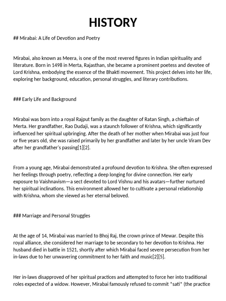 History Project 2025 Pdf Bhakti Krishna