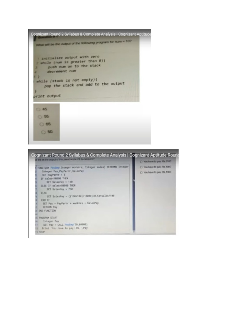 Cognizant Technical Round PY Questions | PDF