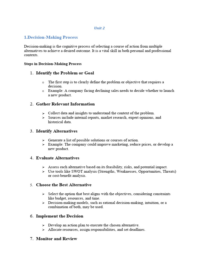 Unit 2 pom | PDF | Decision Making | Strategic Management