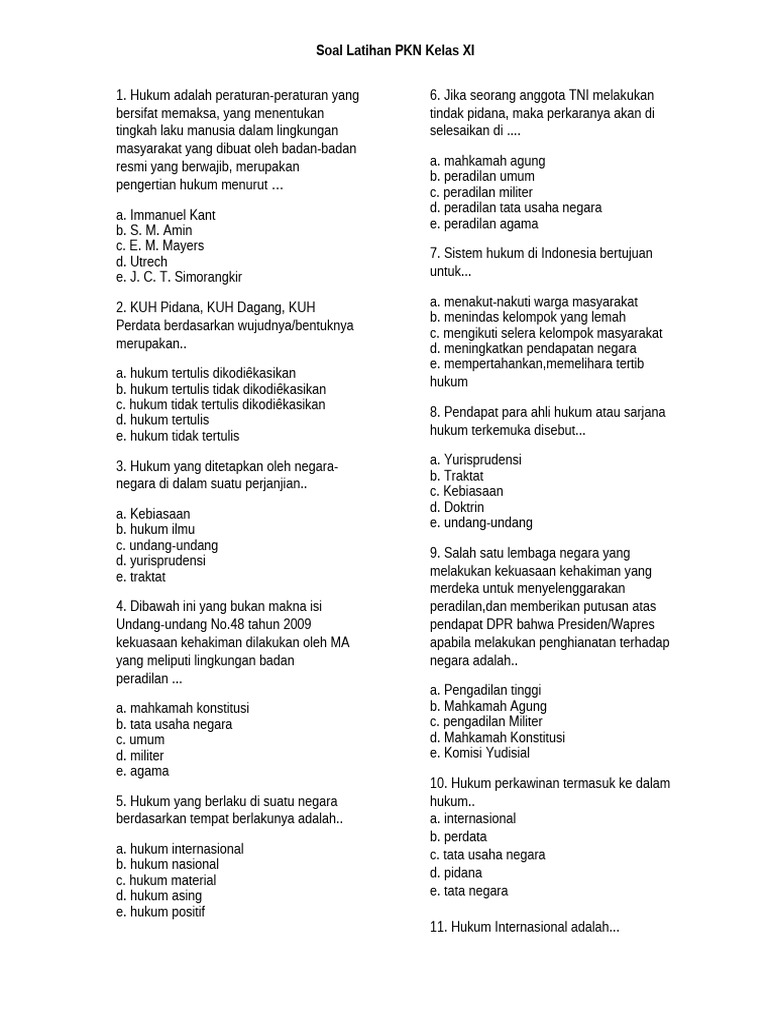 Soal Latihan PKN Kelas XI Genap | PDF
