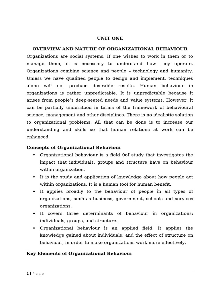 LECTURE NOTES -ORGANIZATIONAL BEHAVIOUR | PDF | Perception | Leadership