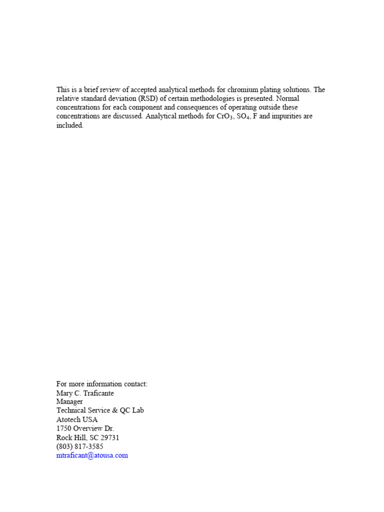 Analytical Methods Hexavalent Chromium Plating Solutions | PDF | Atomic ...