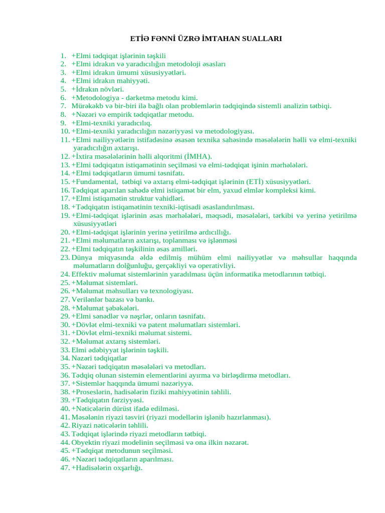 60 Sual Eti̇ə - 2024 | PDF