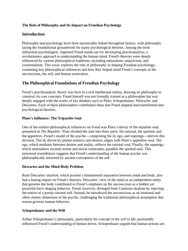 Role of Philosophy in Freudian Psychology | PDF | Sigmund Freud ...