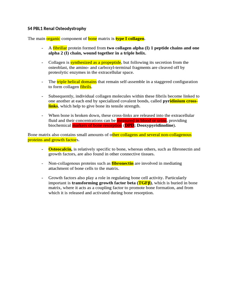 S4 PBL1 Renal Osteodystrophy | PDF | Bone | Collagen