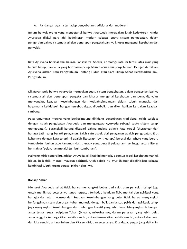 Pandangan Agama Terhadap Pengobatan Tradisional Dan Modern | PDF