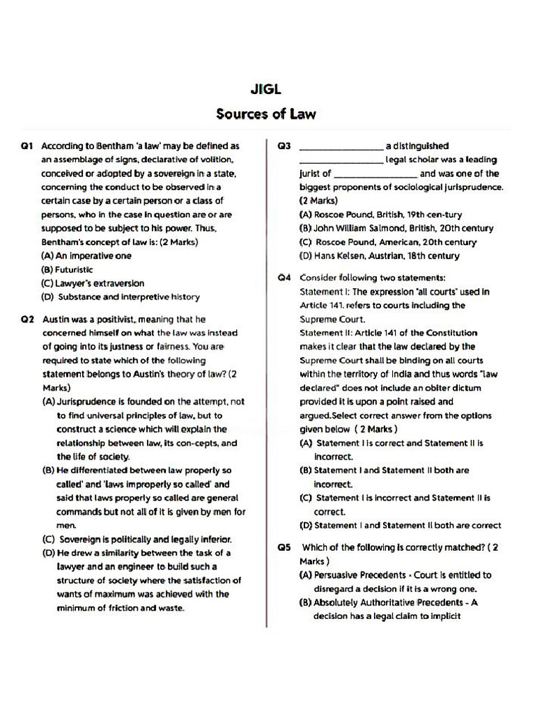Test Paper 1 JIGL | PDF