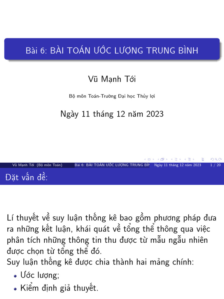 Bài Toán Ư C Lư NG Trung Bình | PDF