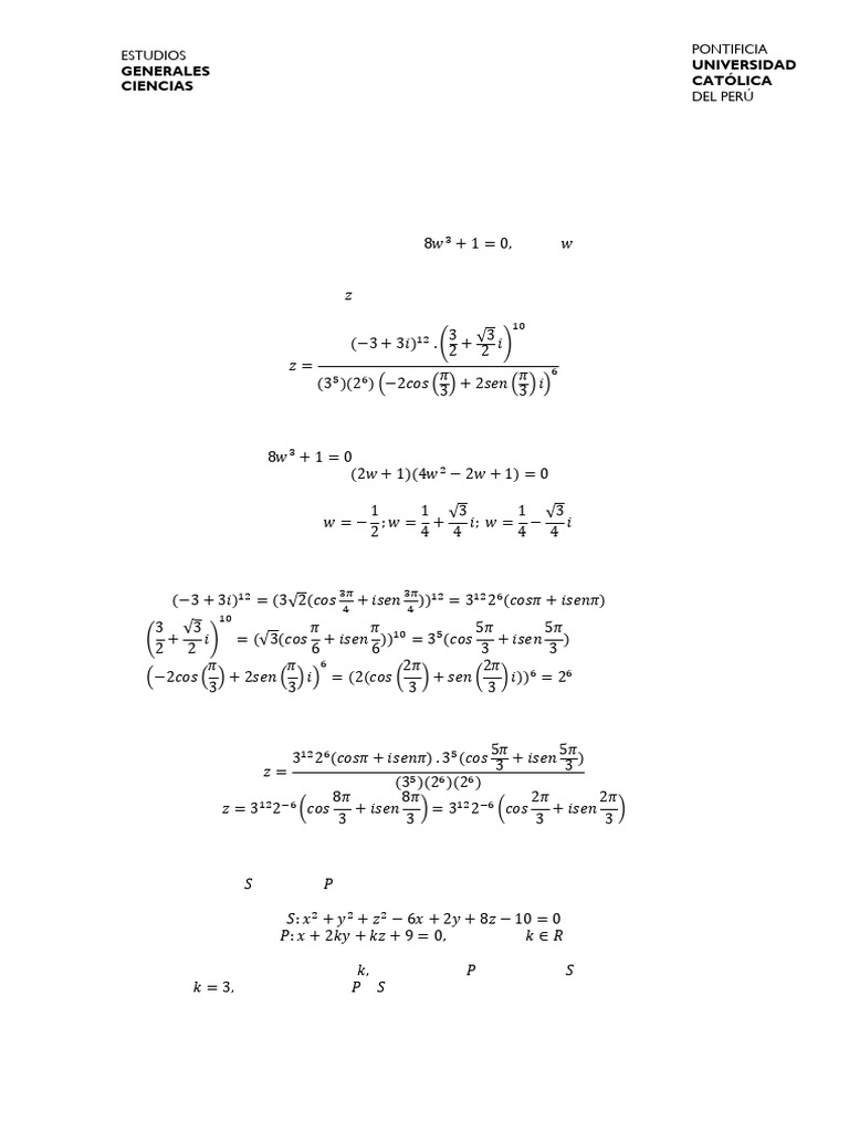 SOLUCIONARIO EF AMGA_ TURNO 2 | PDF | Determinante | Esfera