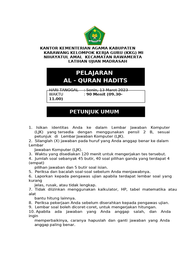 Al-Quran Hadits | PDF