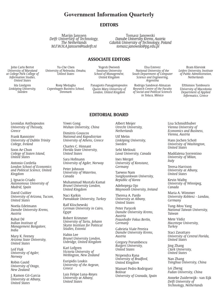 Editorial Board 2022 Government Information Quarterly | PDF