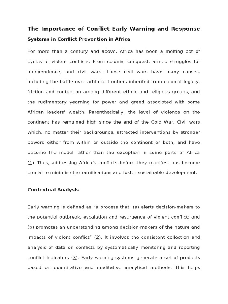 Conflict Early Warning and Response Systems The Importance of | PDF ...