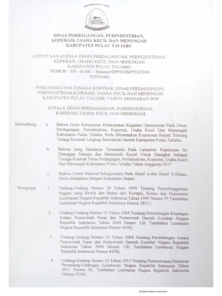 SK HONORER PERINDAG 2018 (1) | PDF