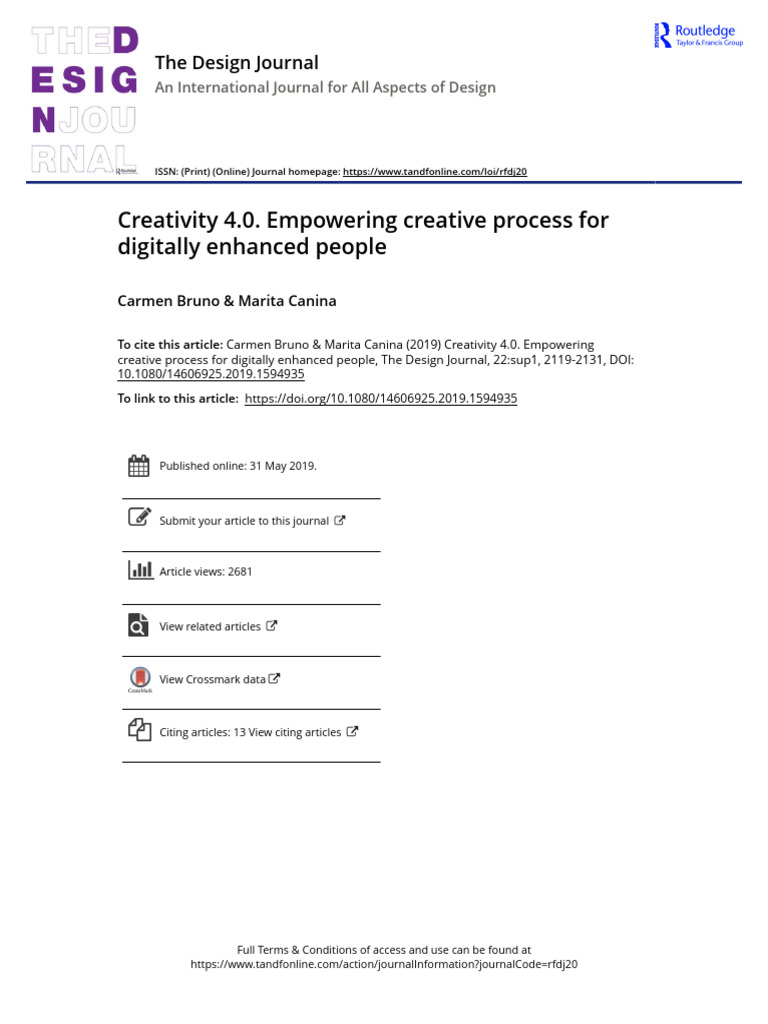 Creativity 4.0. Empowering Creative Process For Digitally Enhanced ...